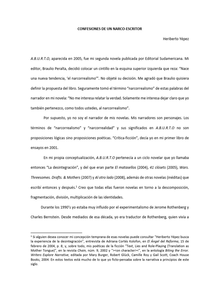 Confesiones de Un Narco Escritor 2022 | PDF