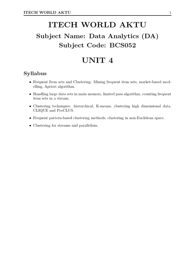 Data Analytics Chapteer 4 | PDF | Cluster Analysis | Algorithms And Data Structures