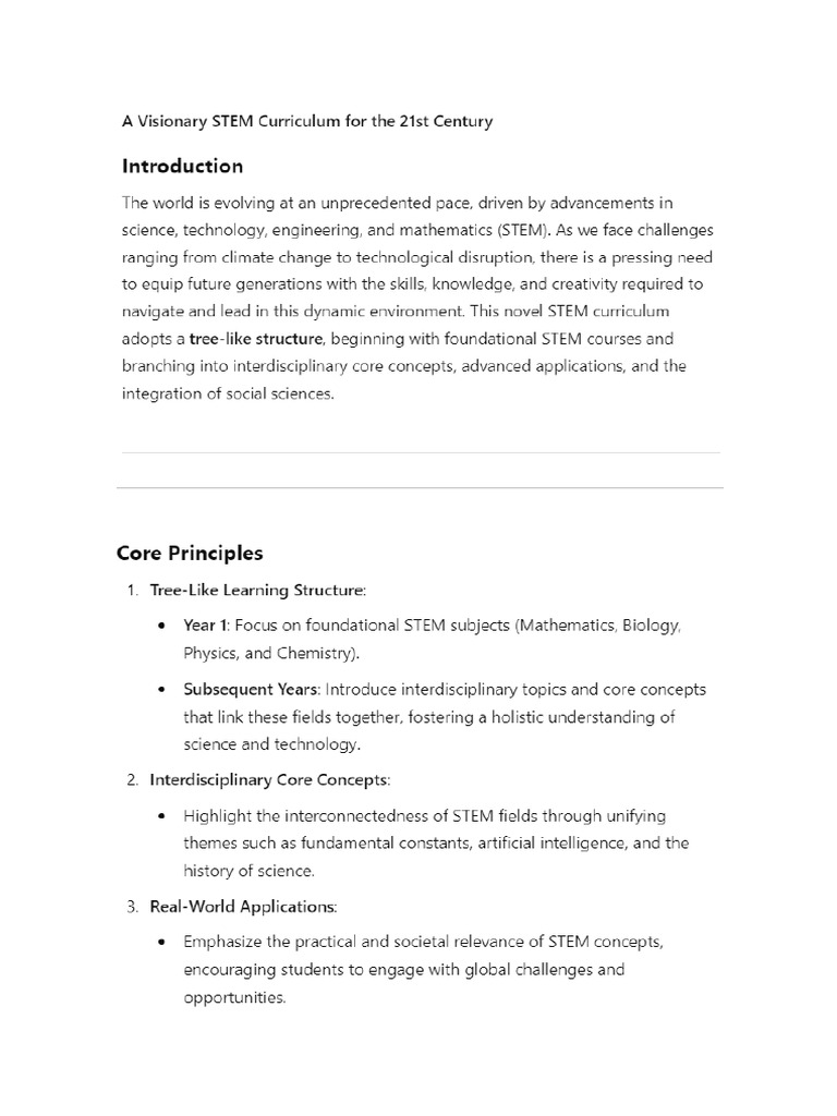 A Visionary STEM Curriculum For The 21st Century | PDF