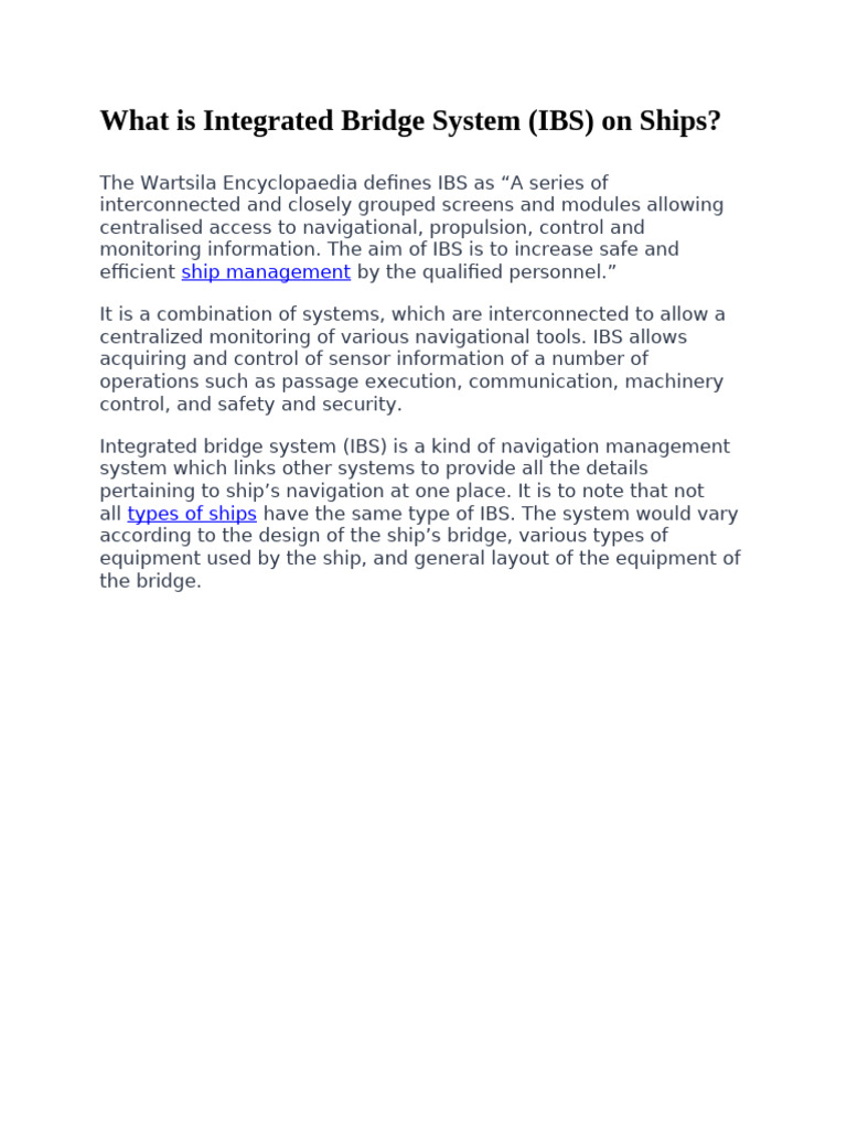 What Is Integrated Bridge System | PDF | Navigation | Ships