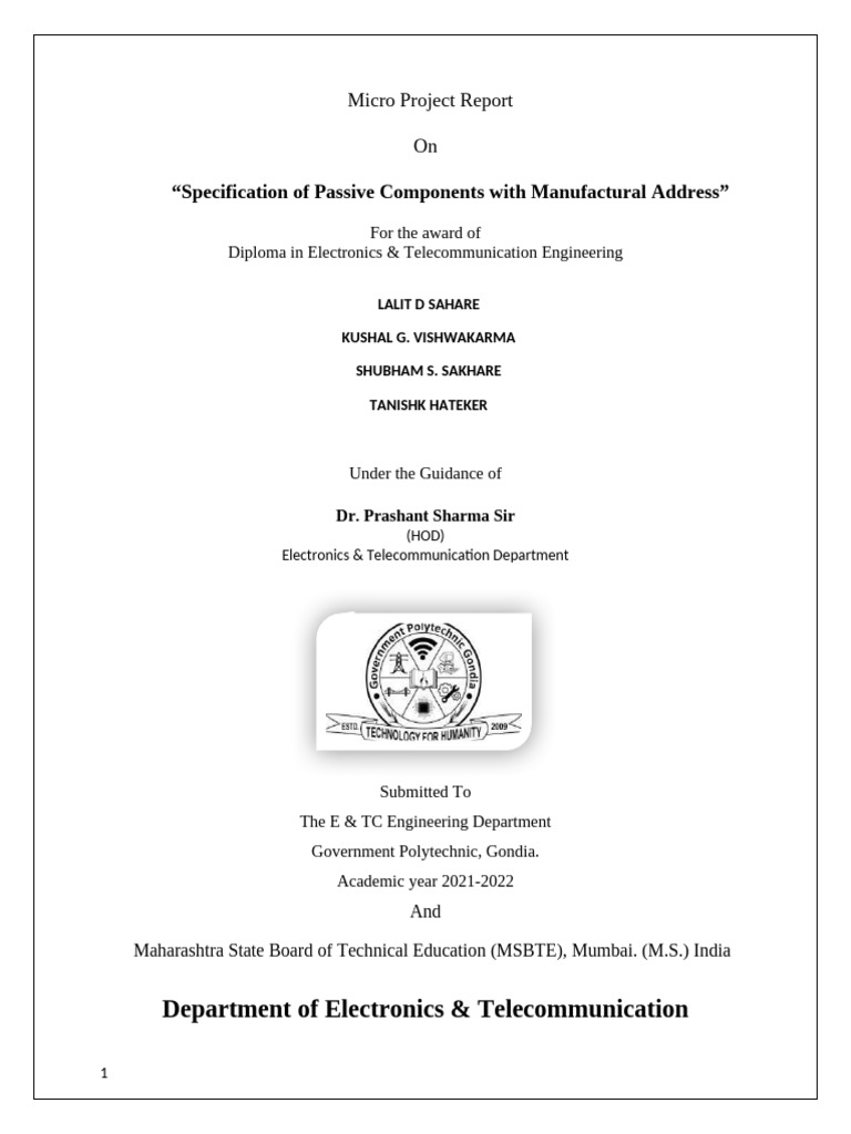 final micro-project Lalit shahare wpc | PDF | Electrical Network | Electronic Component