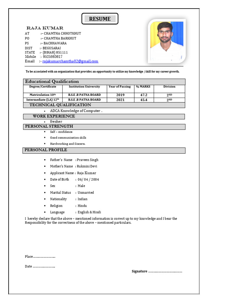 Resume: Educational Qualification | PDF