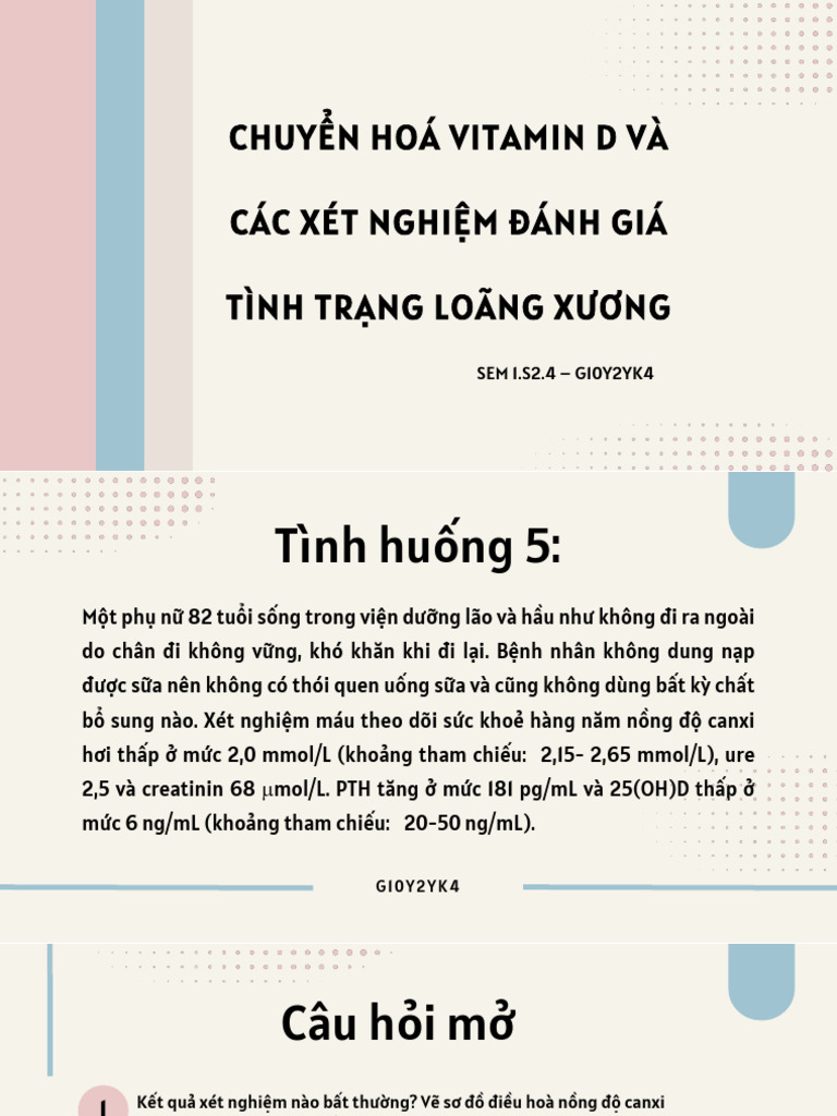 Chuy N Hoá Vitamin D Và Các Xét Nghi M Ánh Giá Tình TR NG Loãng X NG | PDF