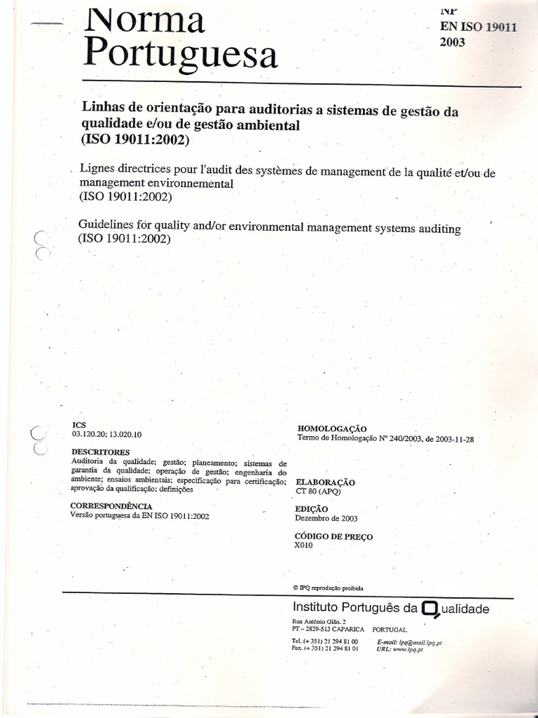 En ISO 19011 2003 Auditorias | PDF