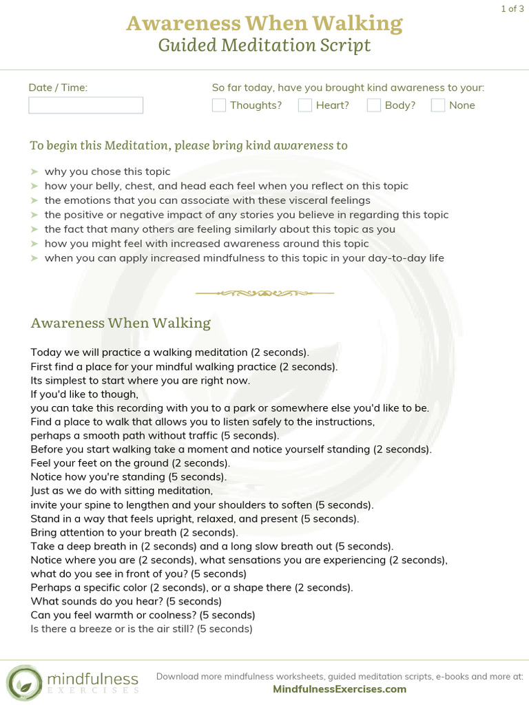Awareness Walking | PDF | Awareness | Mindfulness