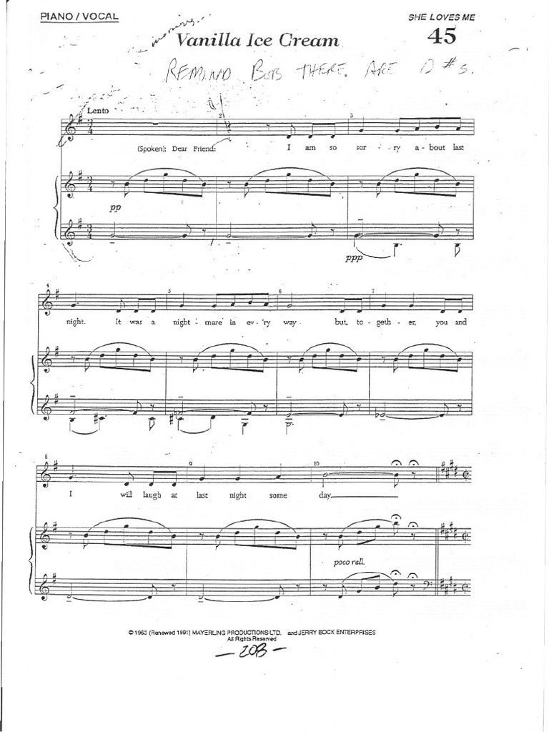 Vanilla Ice Cream She Loves Me Sheet Music | PDF