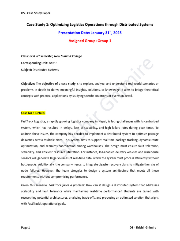 Case Study-1 - DS Details | PDF | Scalability | Distributed Computing