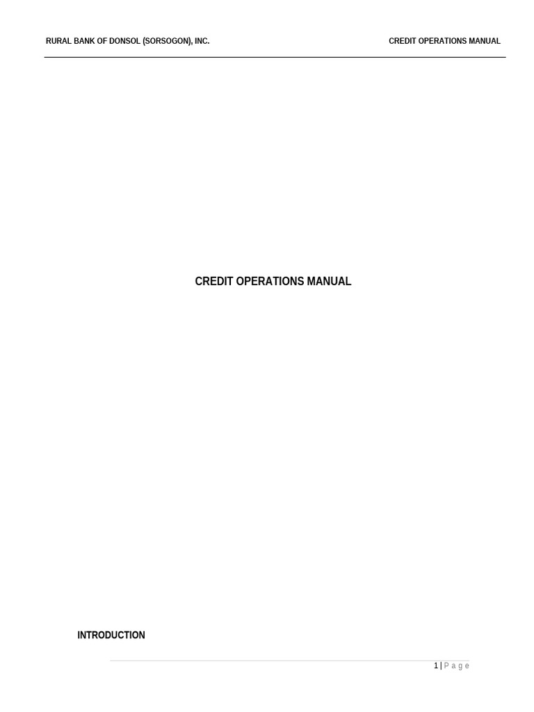 Credit Operations Manual | PDF | Loans | Finance & Money Management