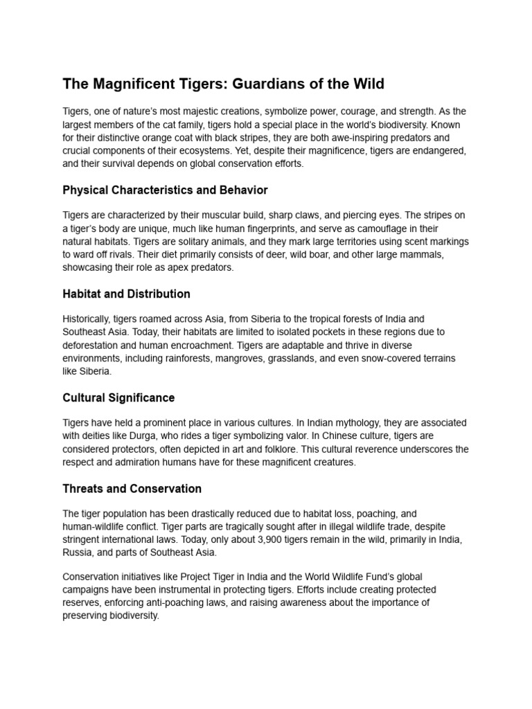 The Magnificent Tigers_ Guardians of the Wild | PDF | Tiger ...