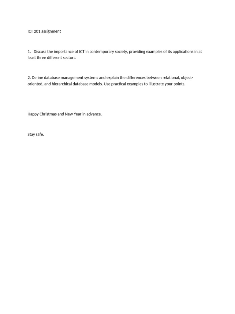 ICT 201 Assignment | PDF