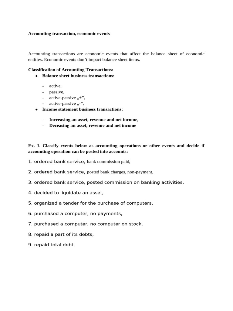 Classifying Accounting Transactions and Events | PDF | Banks | Debits ...
