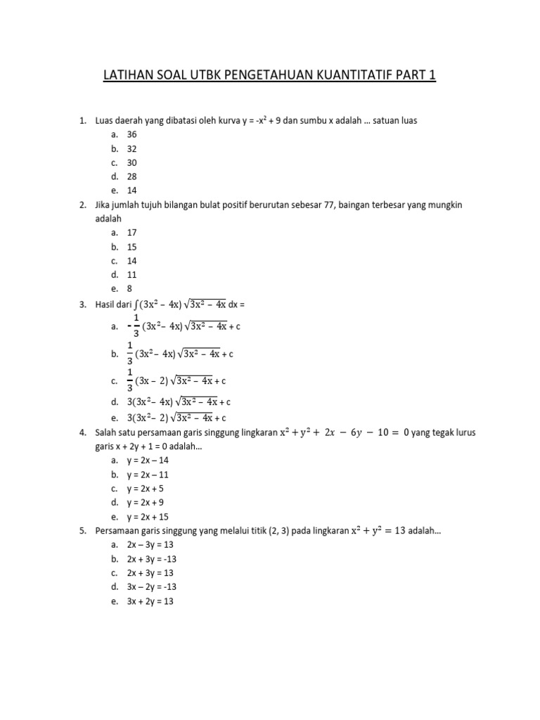 UTBK Pengetahuan Kuantitatif PT 2 | PDF