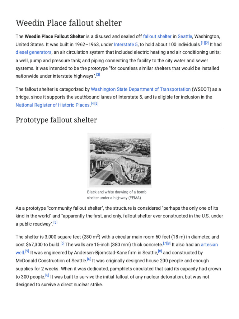 Weedin Place Fallout Shelter Overview | PDF