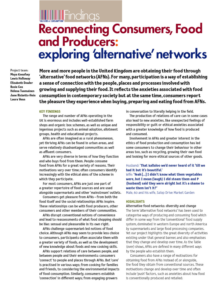 UK Alternative Food Networks Insights | PDF | Foods | Farmers' Market