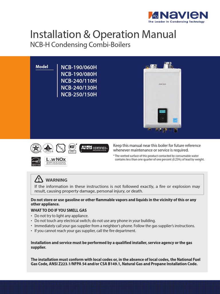 NCB-H_Installation_Operation_Manual_part-1 | PDF | Water Heating | Boiler