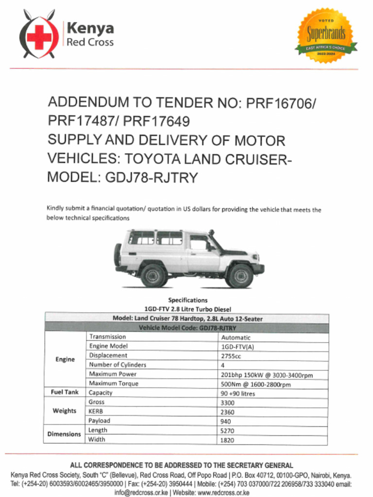 Addendum To Tender PRF167061748717649 | PDF