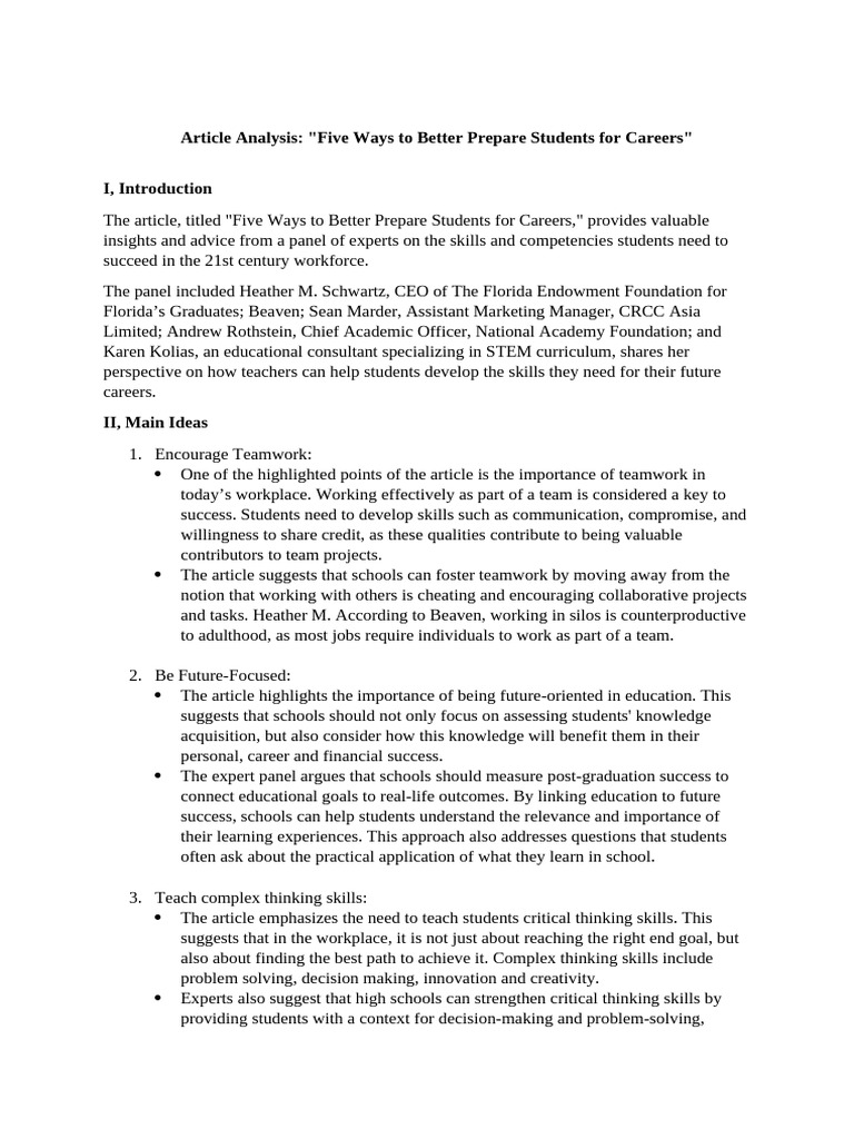 Prepare Students for Future Careers | PDF | Critical Thinking | Creativity