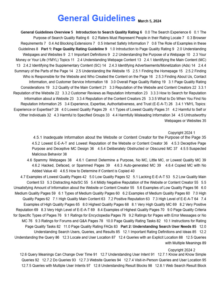 General Guidelines: March 5, 2024 General Guidelines Overview 5 Introduction To Search Quality ...