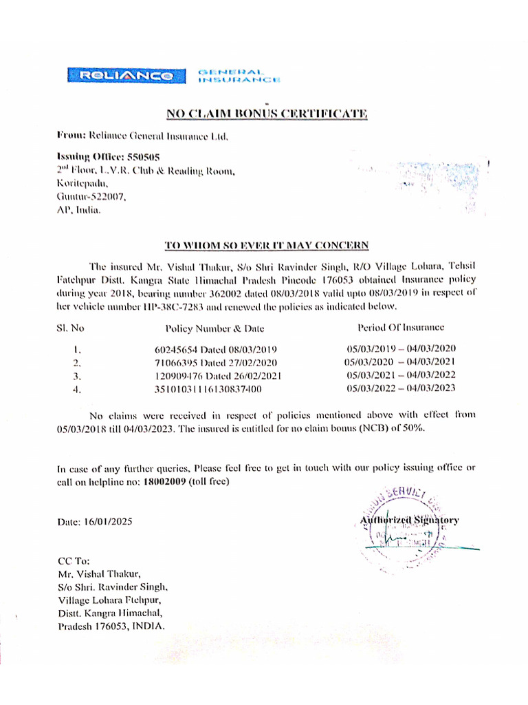 NCB Certificate | PDF