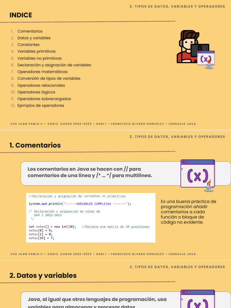 Tipos de Datos, Variables y Operadores | PDF | Tipo de datos | Java (lenguaje de programación)