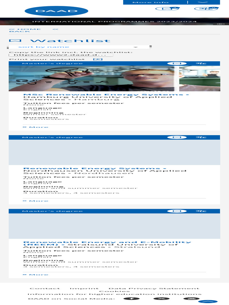DAAD - International Programmes - Watchlist | PDF
