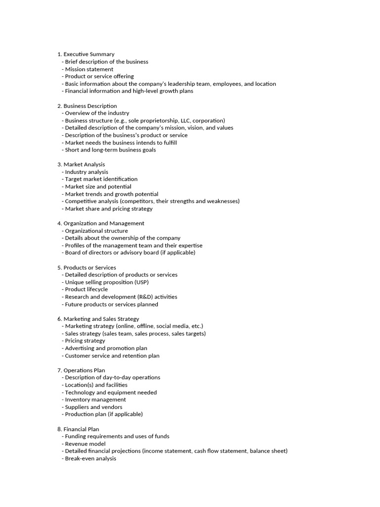 Business Plan Outline | PDF