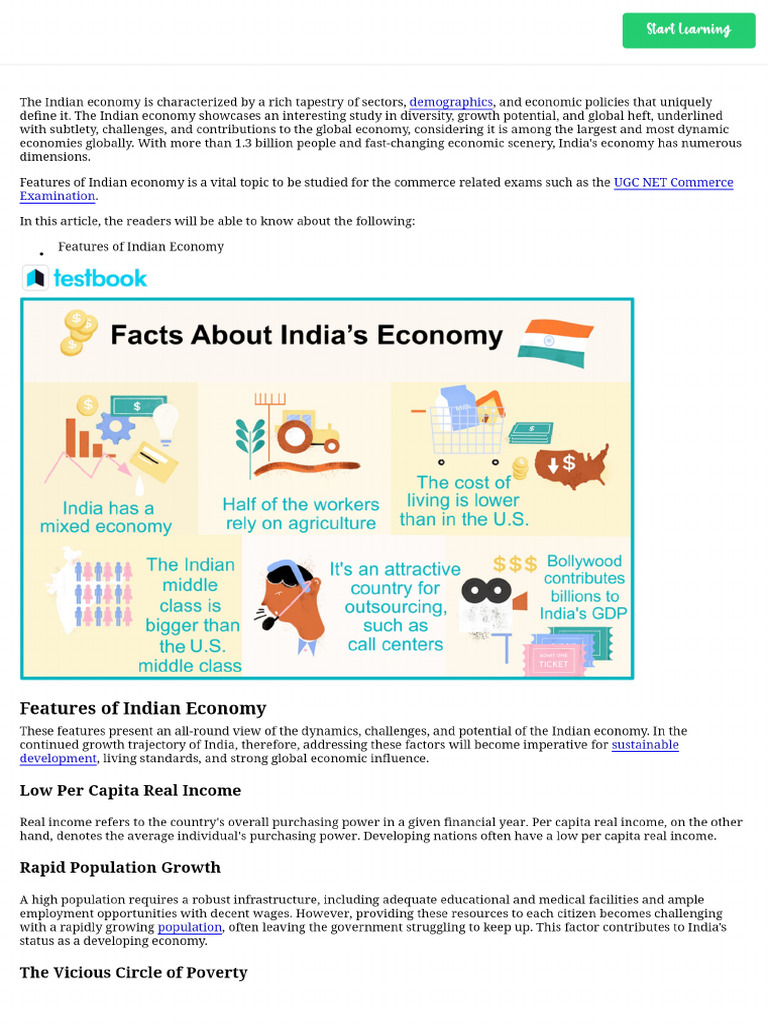 Basic Features of Indian Economy For UGC NET Notes and Study Material | PDF