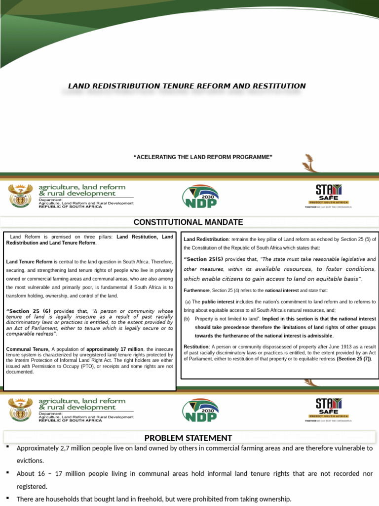 Land Tenure Reform and Land Redistribution Presentation NEW | PDF ...