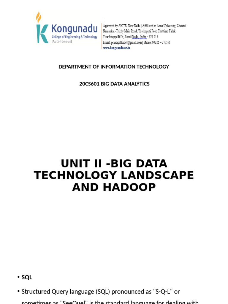 Big Data Tech: SQL & NoSQL Overview | PDF