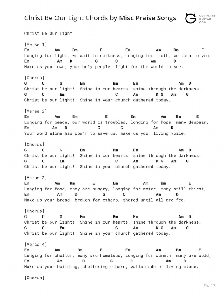 Christ Be Our Light - Guitar Chords | PDF