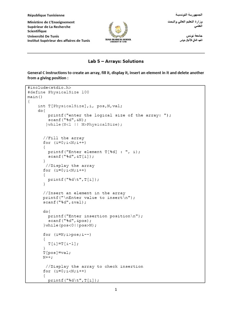 Lab 5 Arrays Solutions Pdf Computer Programming Computing