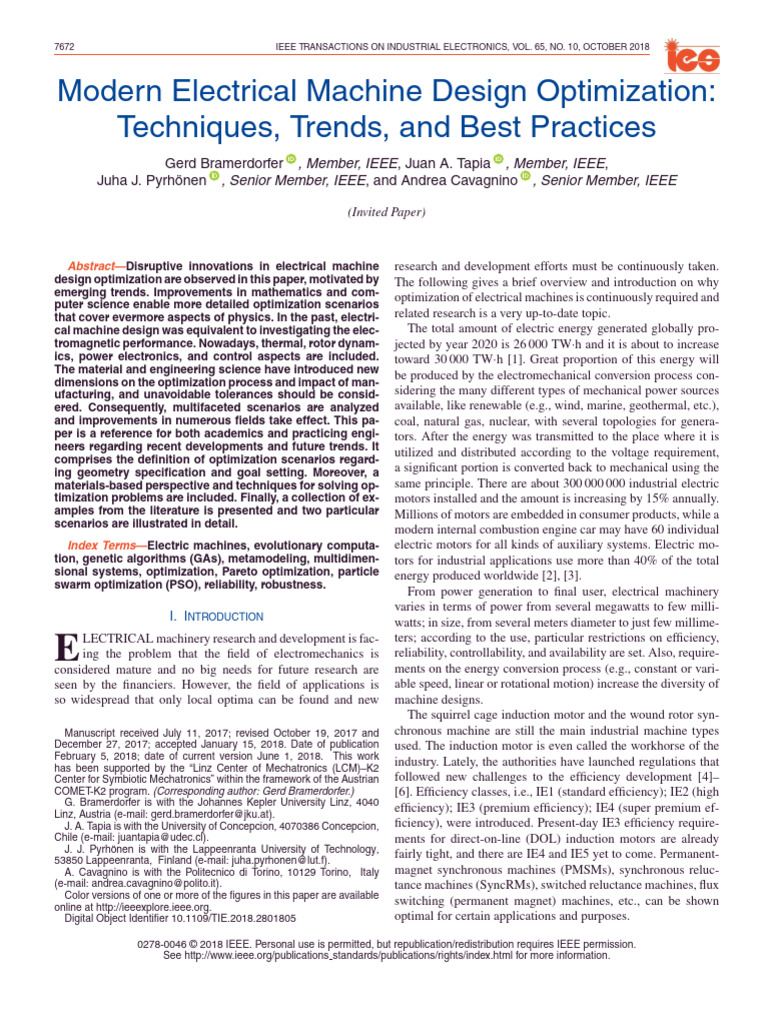 Modern Electrical Machine Design Optimization Techniques Trends and Best Practices | PDF ...