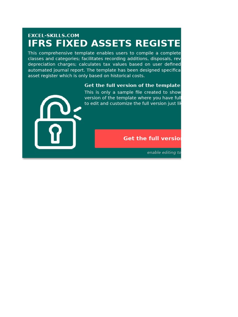 Fixed Asset Register Sample | PDF | Depreciation | Book Value