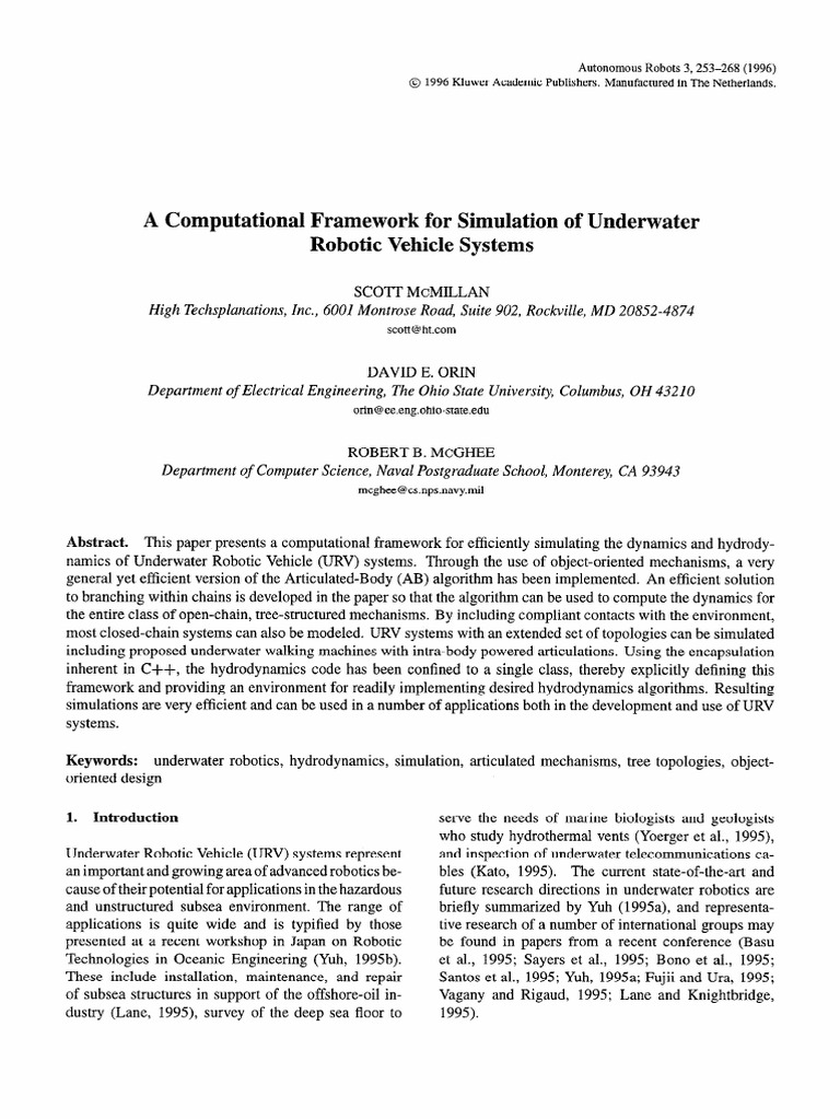 A Computational Framework For Simulation of UWRV Systems | PDF | Inheritance (Object Oriented ...