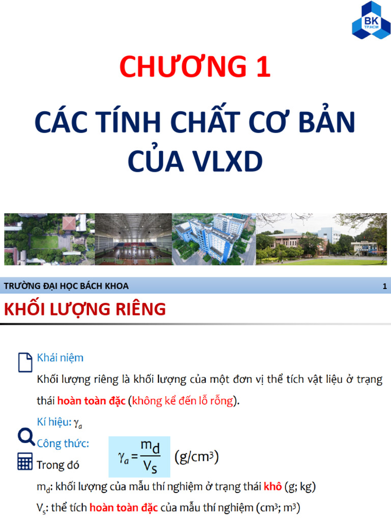 Nhật - Chương 1 - Tính chất cơ bản của VLXD - ĐKT | PDF