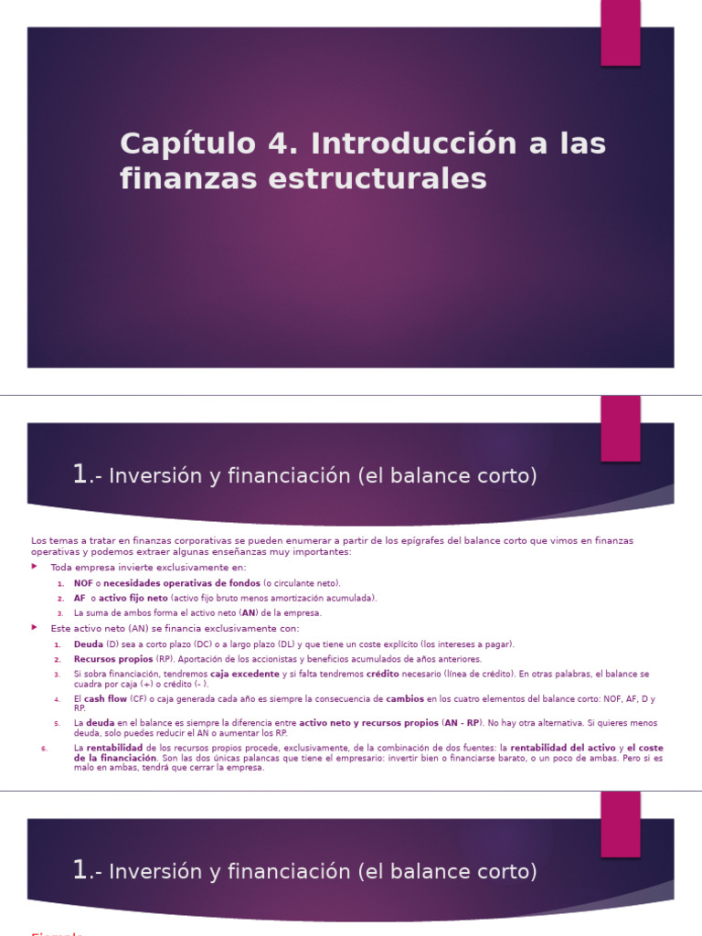 Finanzas Estructurales: Inversión y Financiación | PDF | Flujo de ...