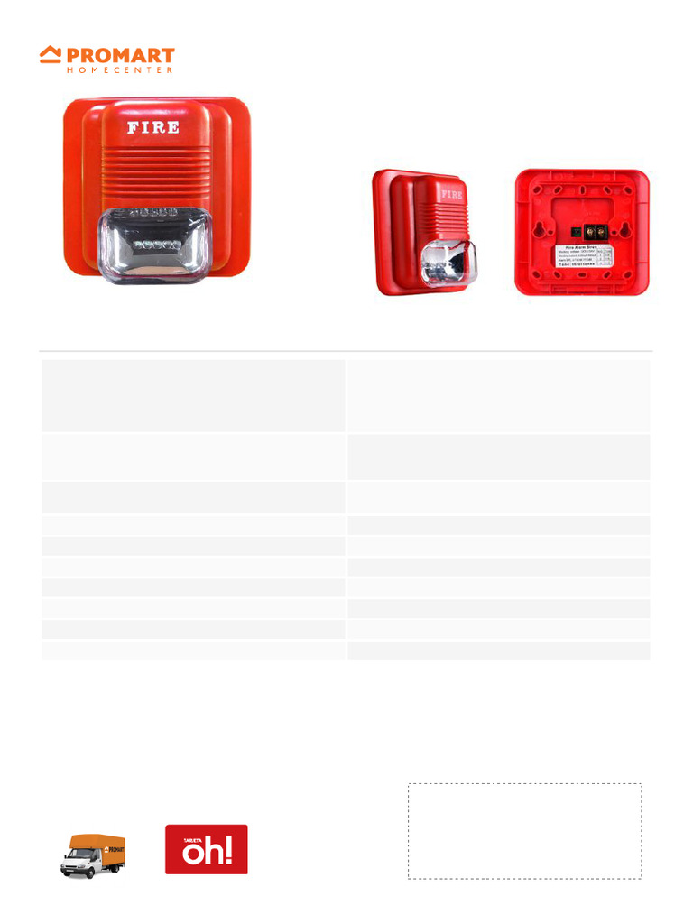 Ficha Tecnica Sirena Strobo Flash 12V Contra Incedios Opalux | PDF