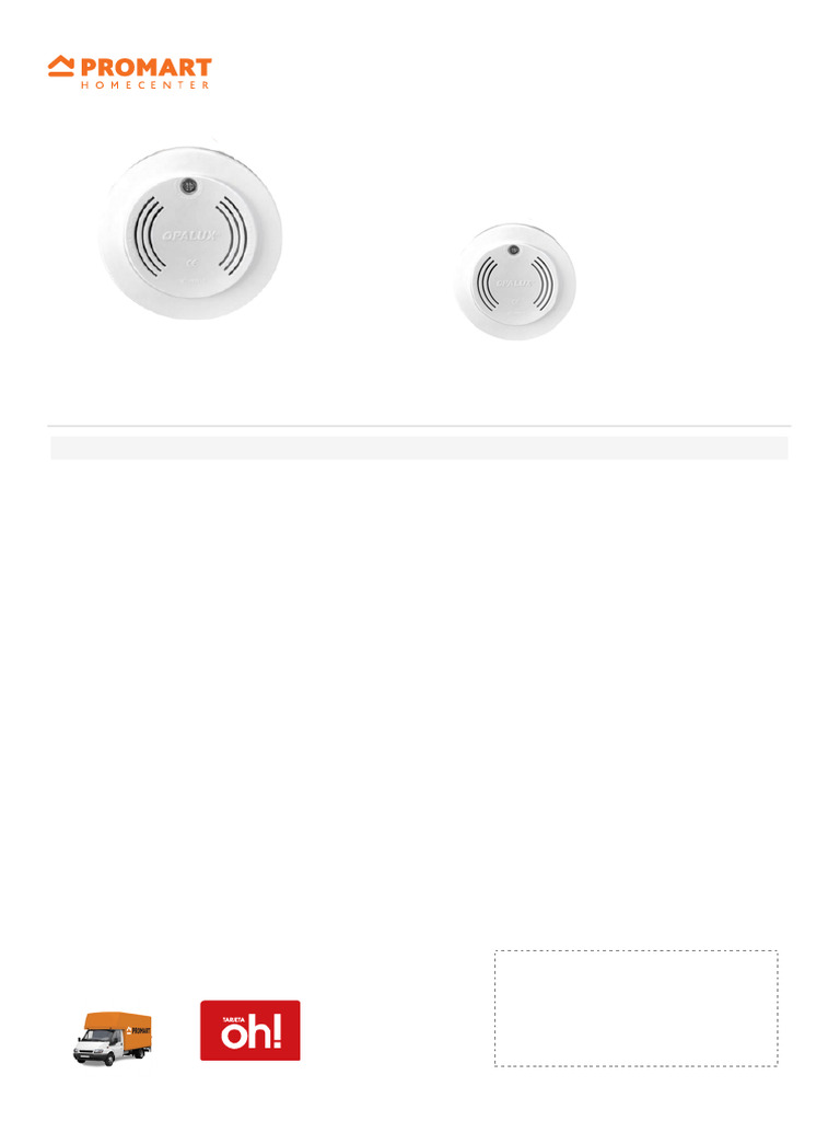 Ficha Tecnica Detector de Humo Con Alarma 9v Opalux Lx-98 | PDF