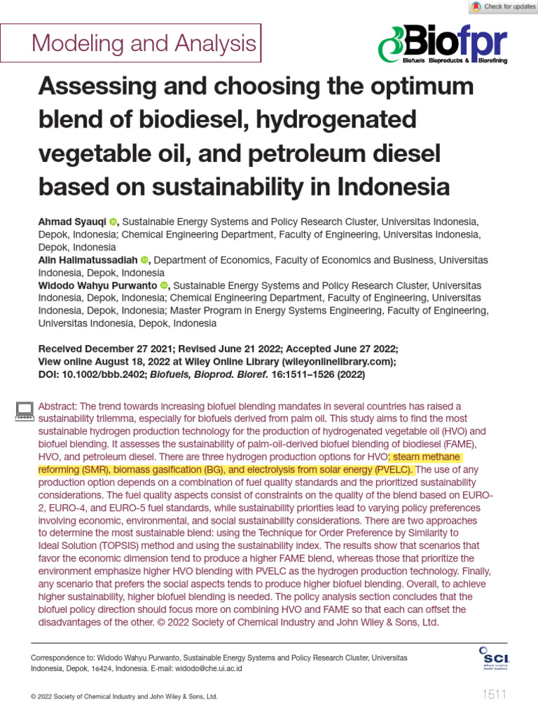 Assessing and choosing the optimum blend of biodiesel | PDF | Biofuel ...