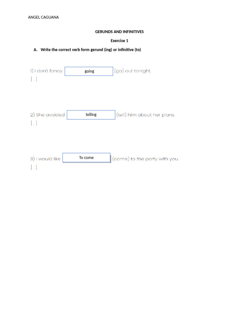 Gerunds & Infinitives Practice | PDF