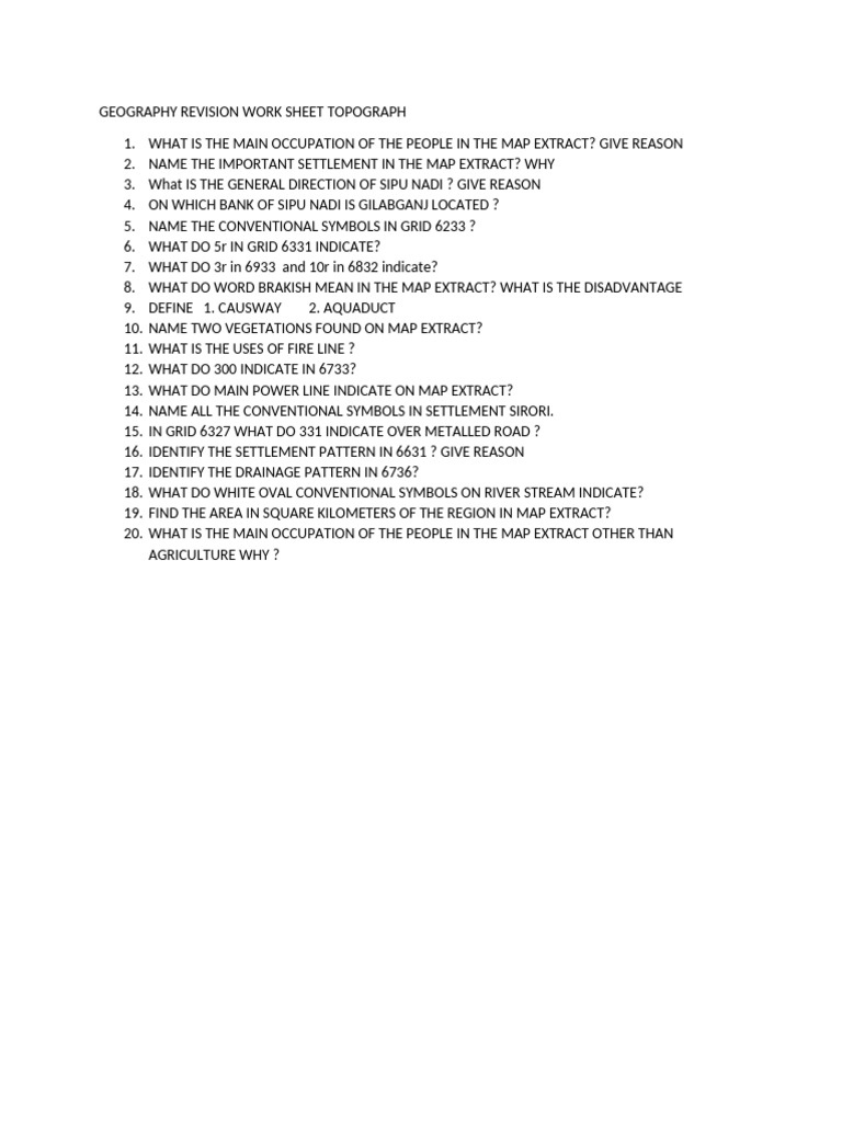 Geography Work Sheet | PDF