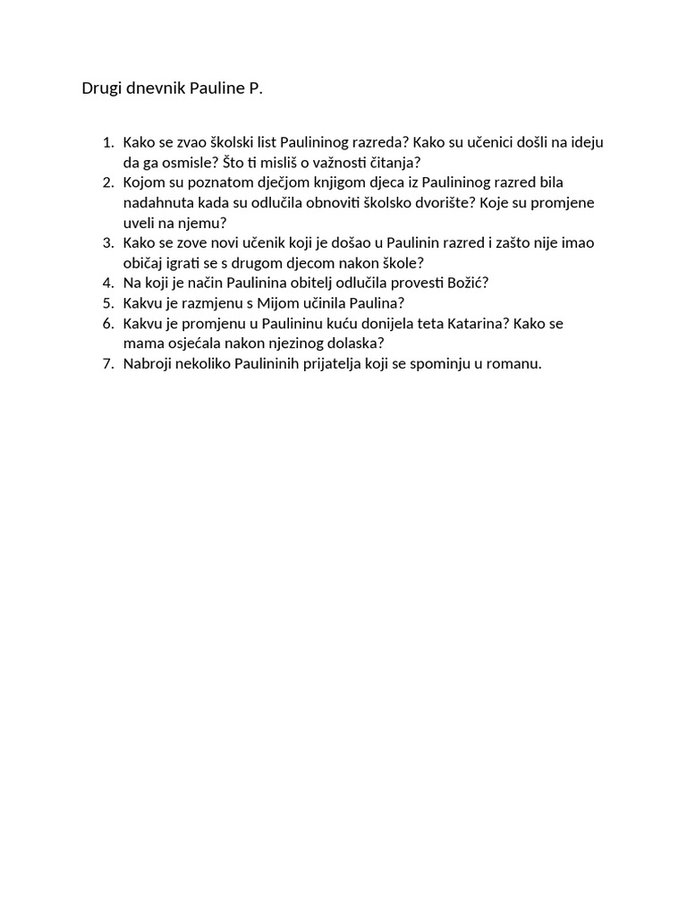 Dnevnik Pauline P. Test | PDF