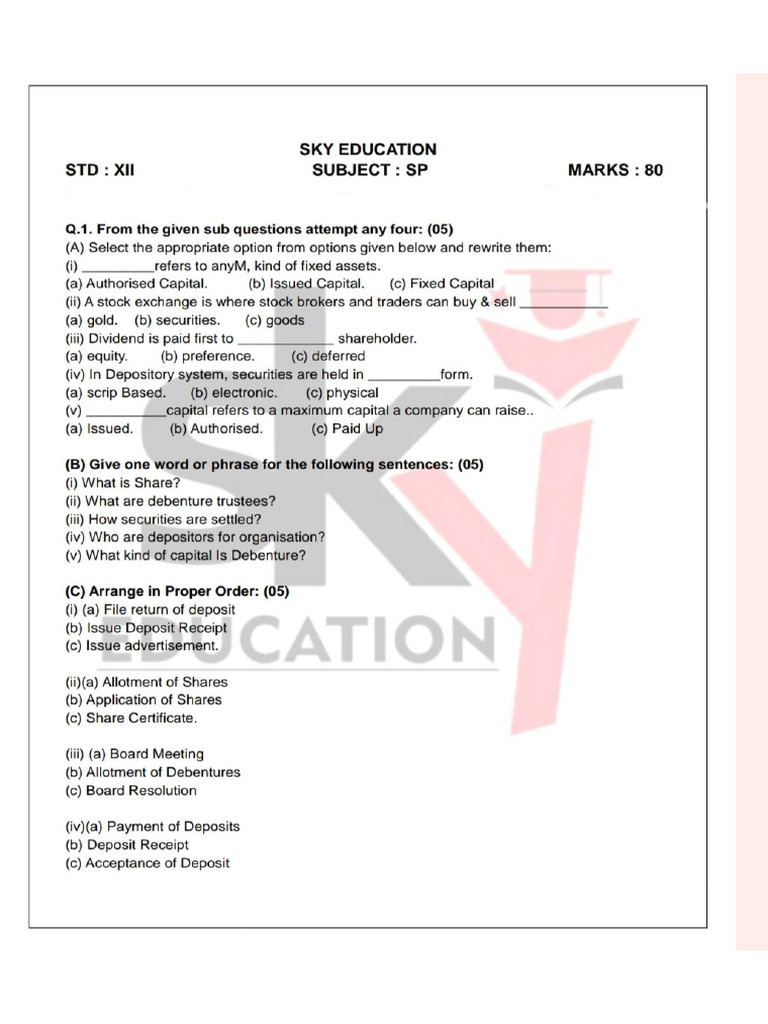 SP Practice Paper 1 | PDF