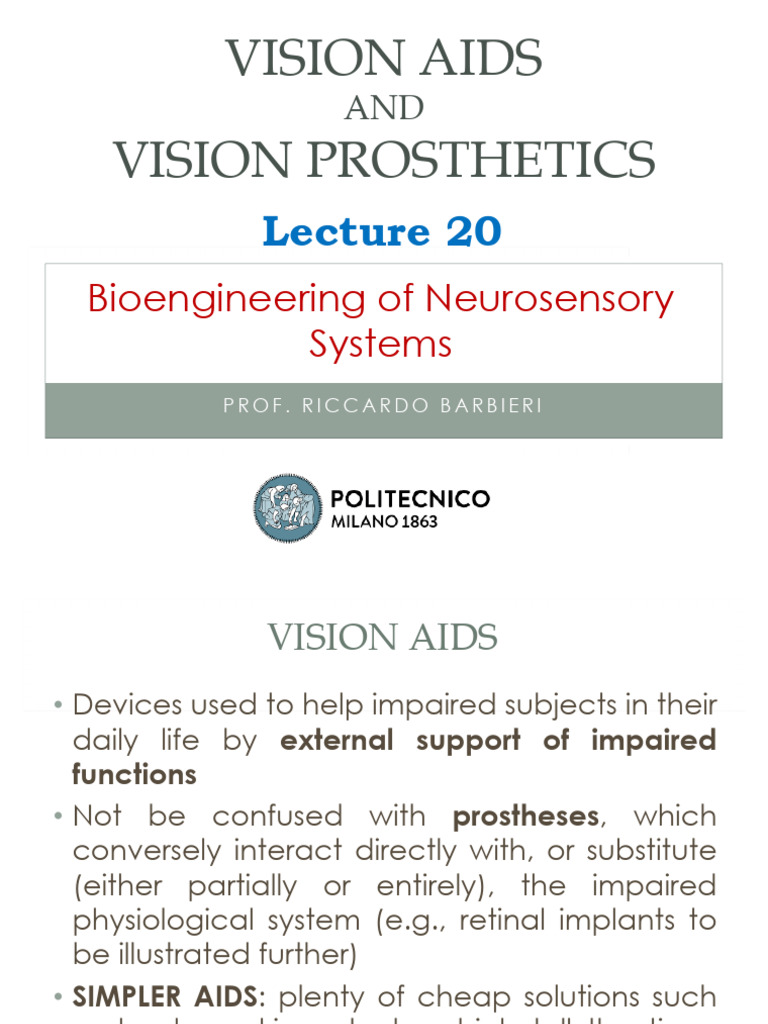 Vision Aids and Prosthetics Overview | PDF | Retina | Neuroscience