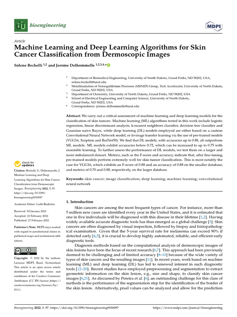 Bioengineering 09 00097 v2 | PDF | Receiver Operating Characteristic | Machine Learning