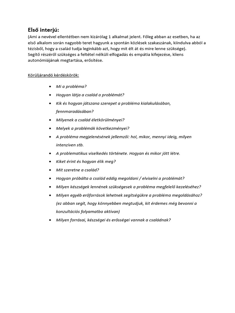 Segédlet Első Interjú | PDF