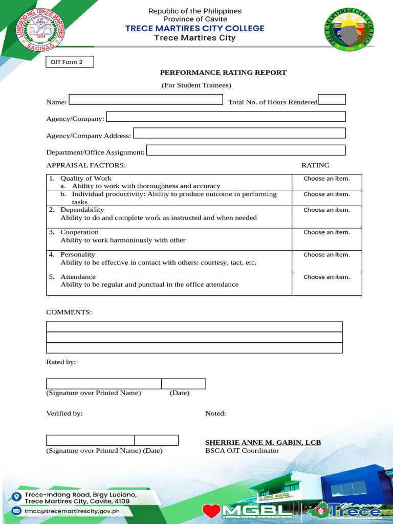 Student Trainee Performance Rating Report | PDF