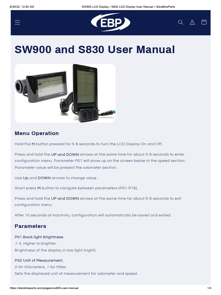 SW900 LCD Display - S830 LCD Display User Manual - ElecBikeParts | PDF | Throttle | Electrical ...