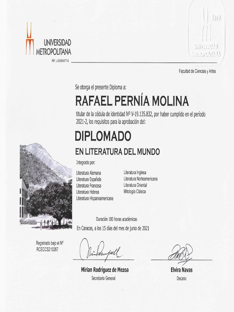 Diploma in World Literature - Original Version | PDF