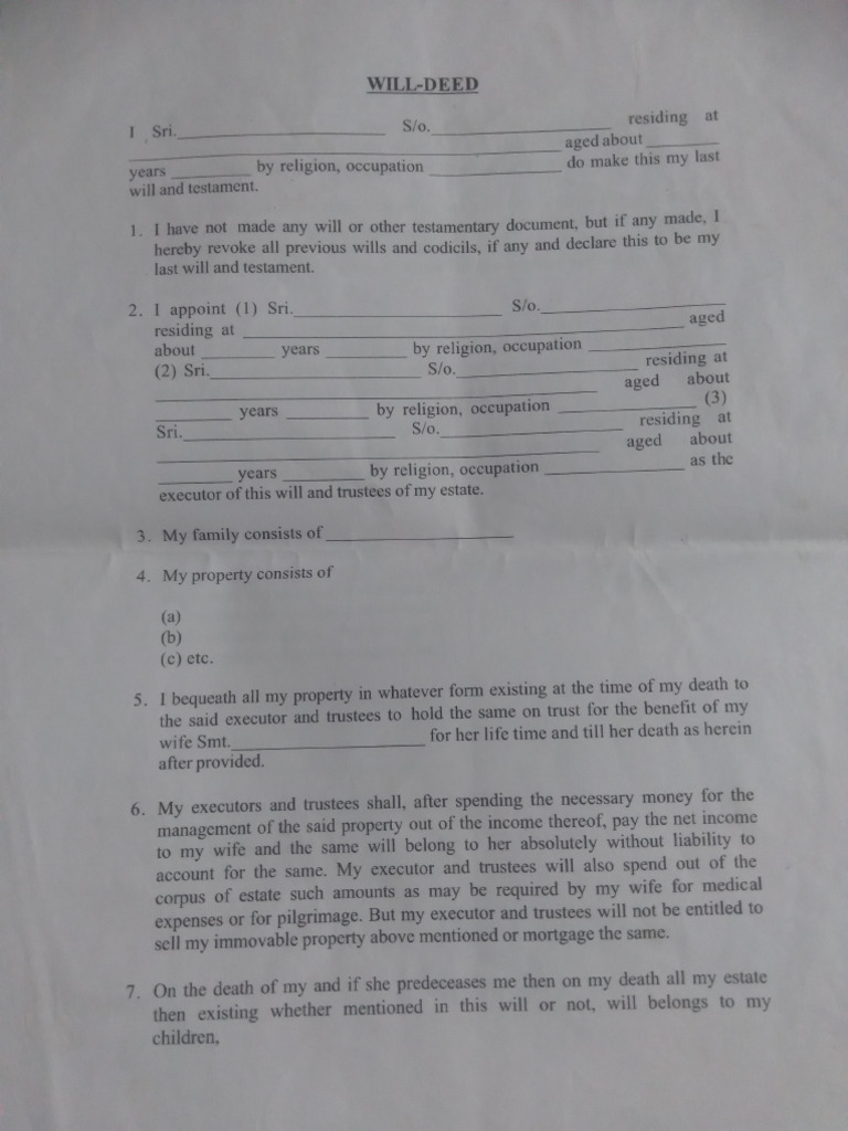 Will-Deed.... English | PDF | Probate | Natural Resources Law